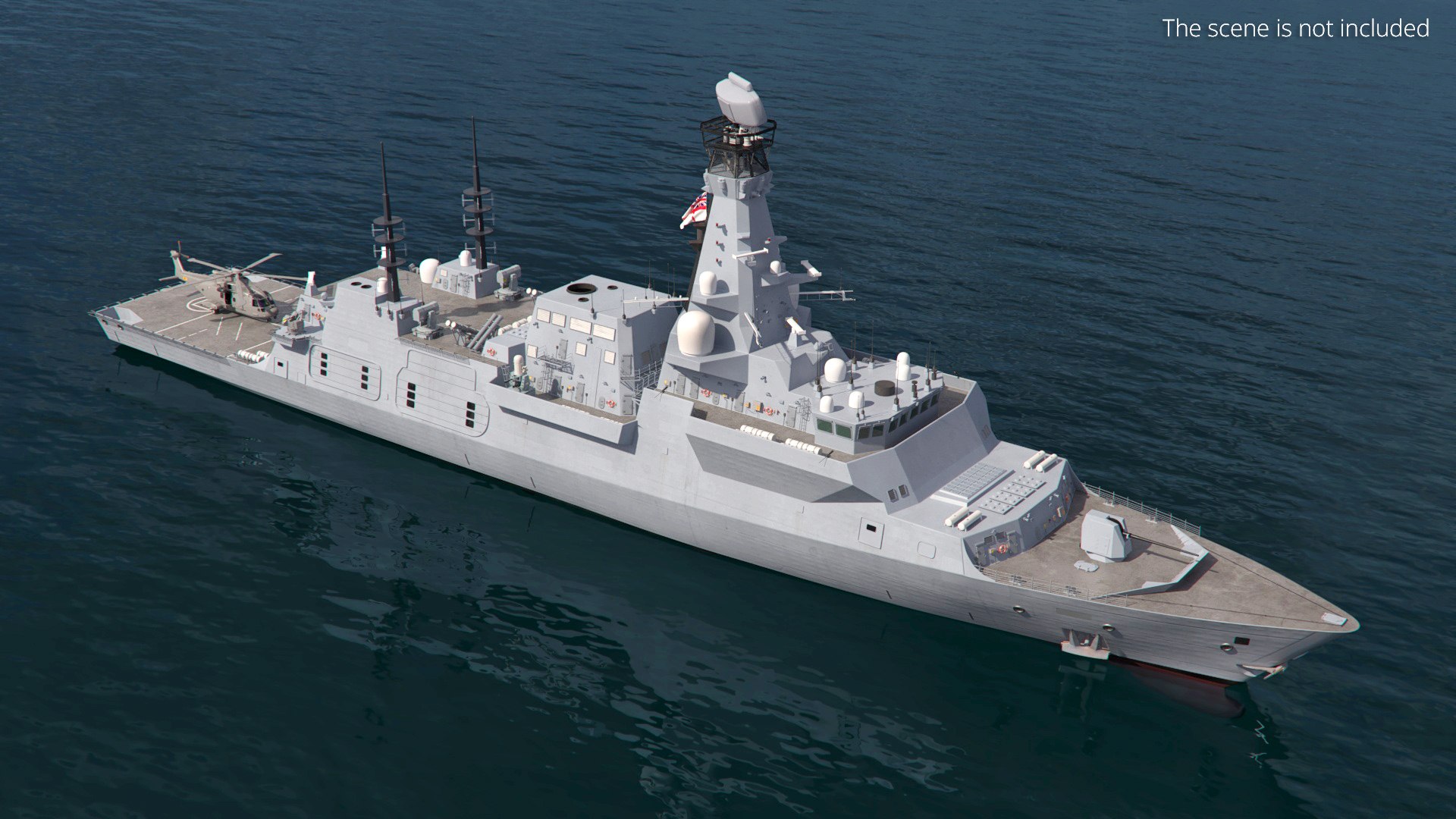 Royal Navy Frigate Type 26 Afloat With AW101 Merlin Grey 3D ...