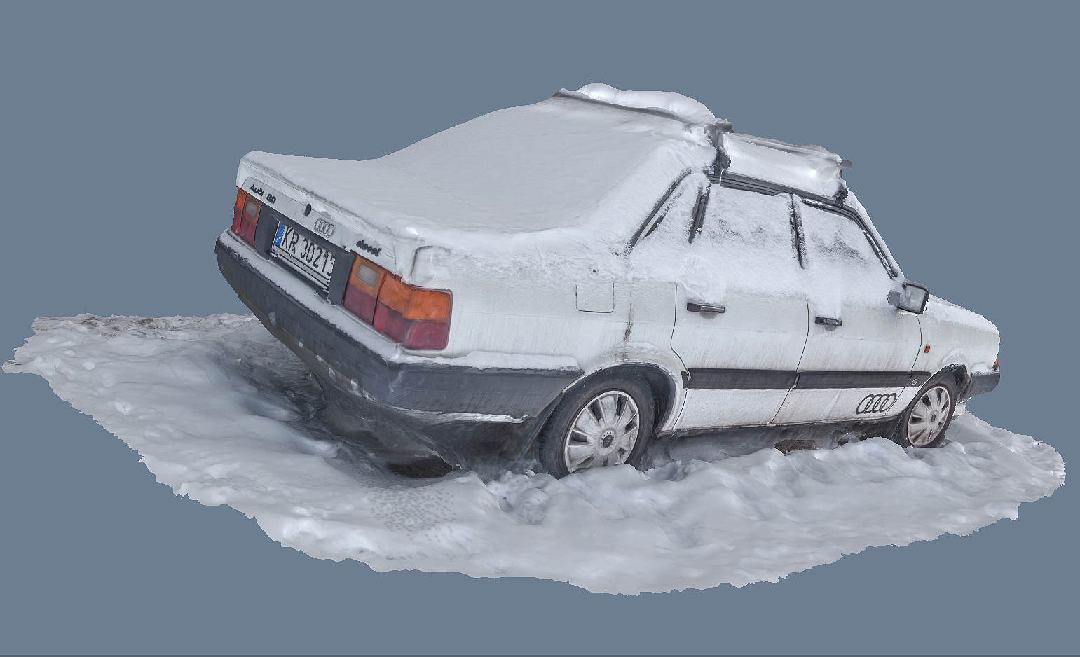 3d model old car snow pack