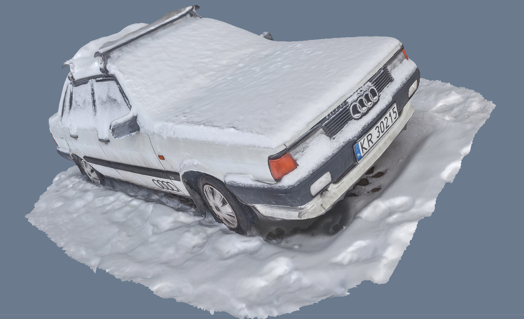 3d model old car snow pack