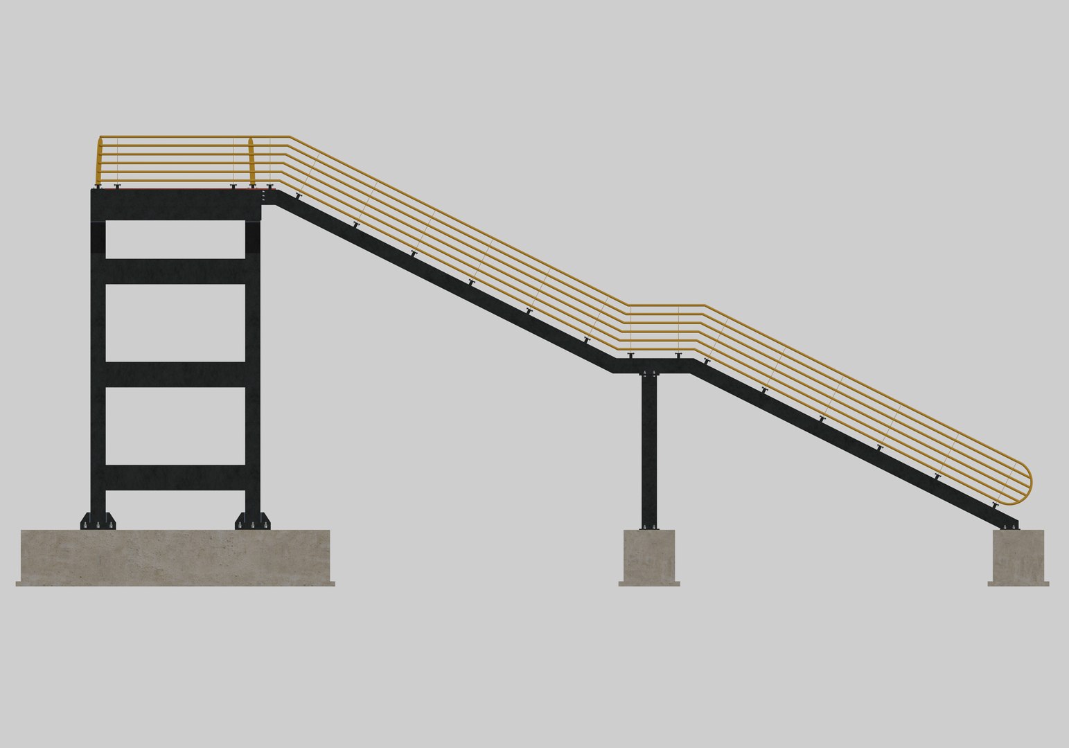 3D Steel Pedestrian Bridge - Two Columns-Pipe Rail-Straight Type-5 ...