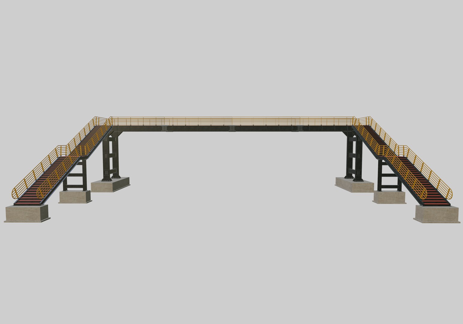 3D Steel Pedestrian Bridge - Two Columns-Pipe Rail-Straight Type-5 ...
