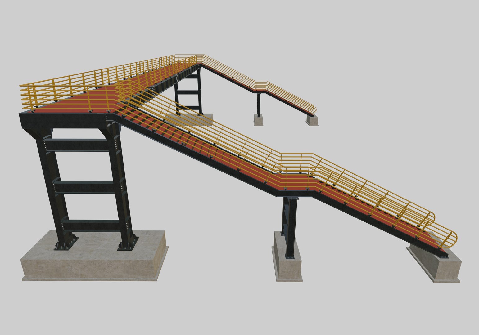3D Steel Pedestrian Bridge - Two Columns-Pipe Rail-Straight Type-5 ...