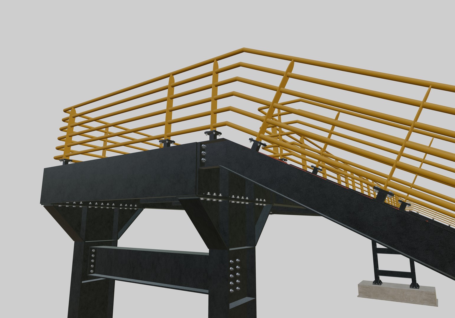 3D Steel Pedestrian Bridge - Two Columns-Pipe Rail-Straight Type-5 ...