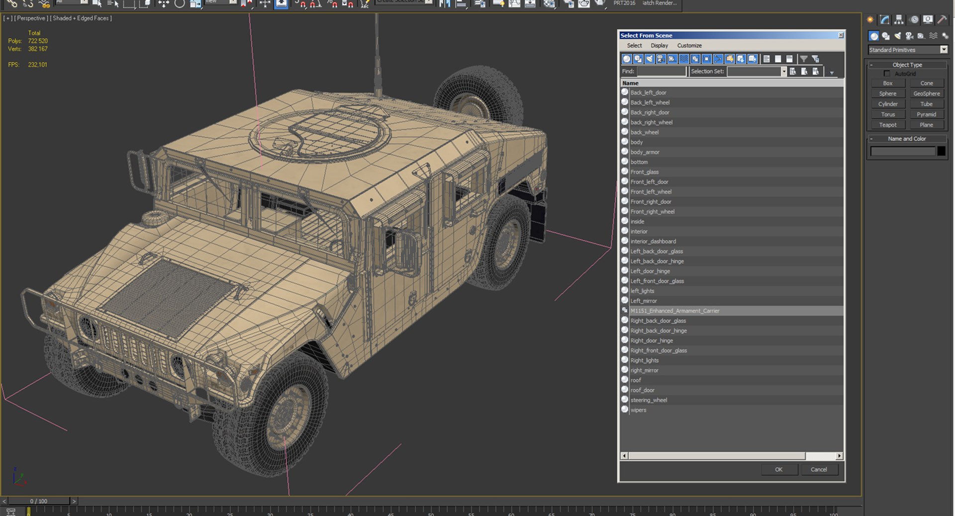 humvee m1151 simple interior 3ds