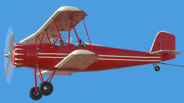 3D model Red Airplane With Banner - Animated Game Asset - TurboSquid ...