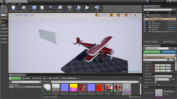 3D model Red Airplane With Banner - Animated Game Asset - TurboSquid ...