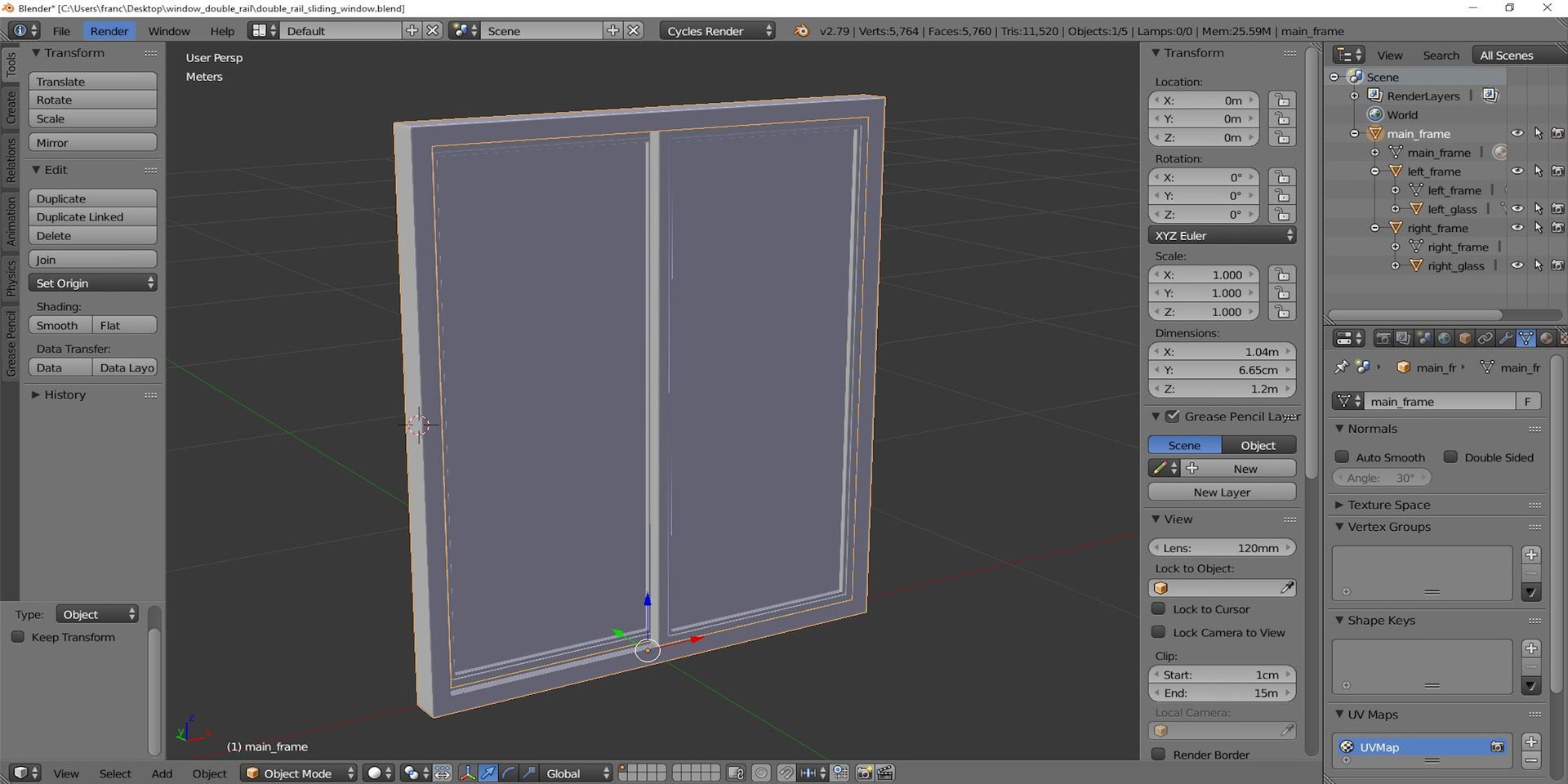 Double Rail Sliding Window Frame 3D Model - TurboSquid 1700921