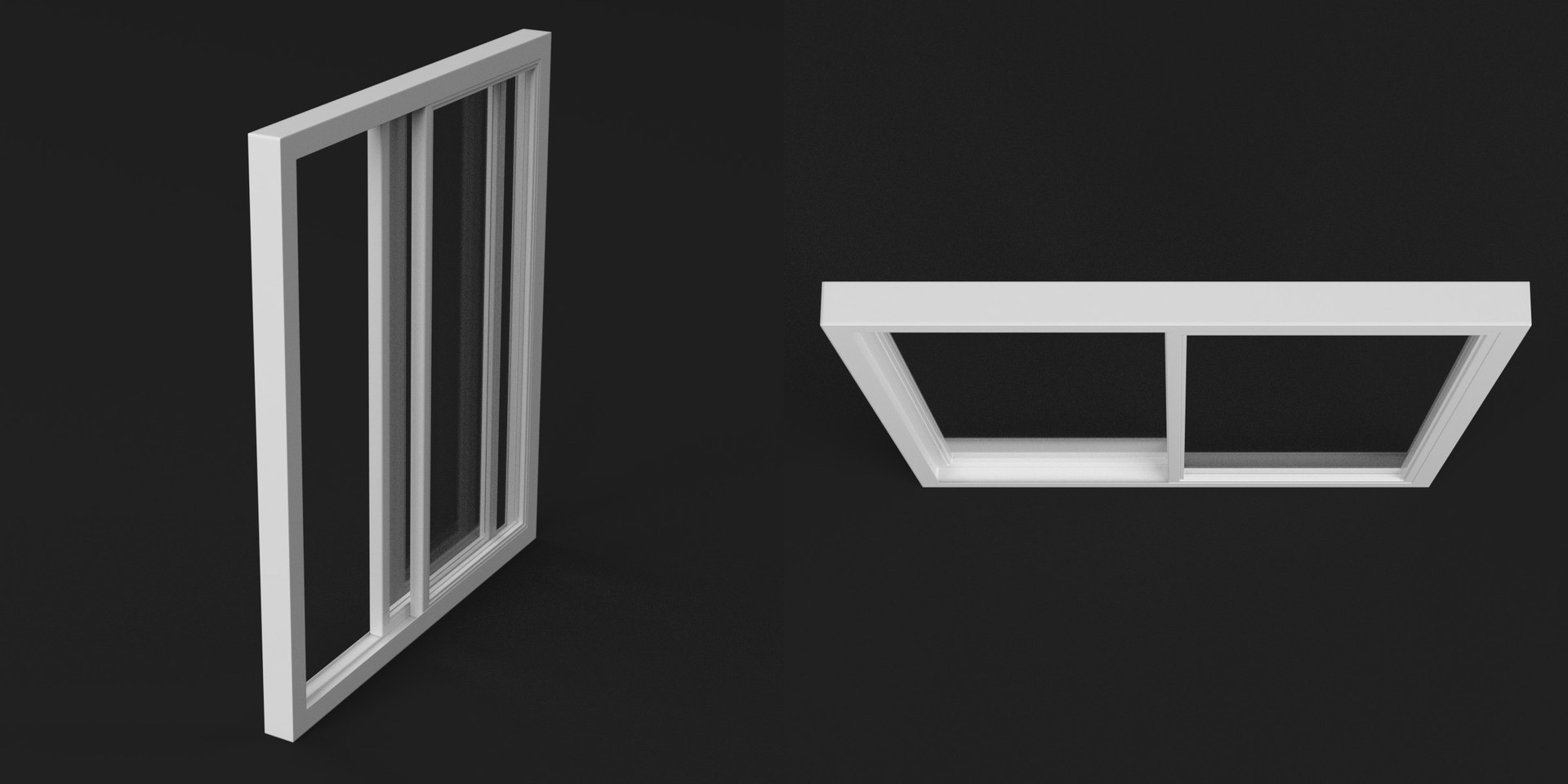 Double Rail Sliding Window Frame 3D Model - TurboSquid 1700921