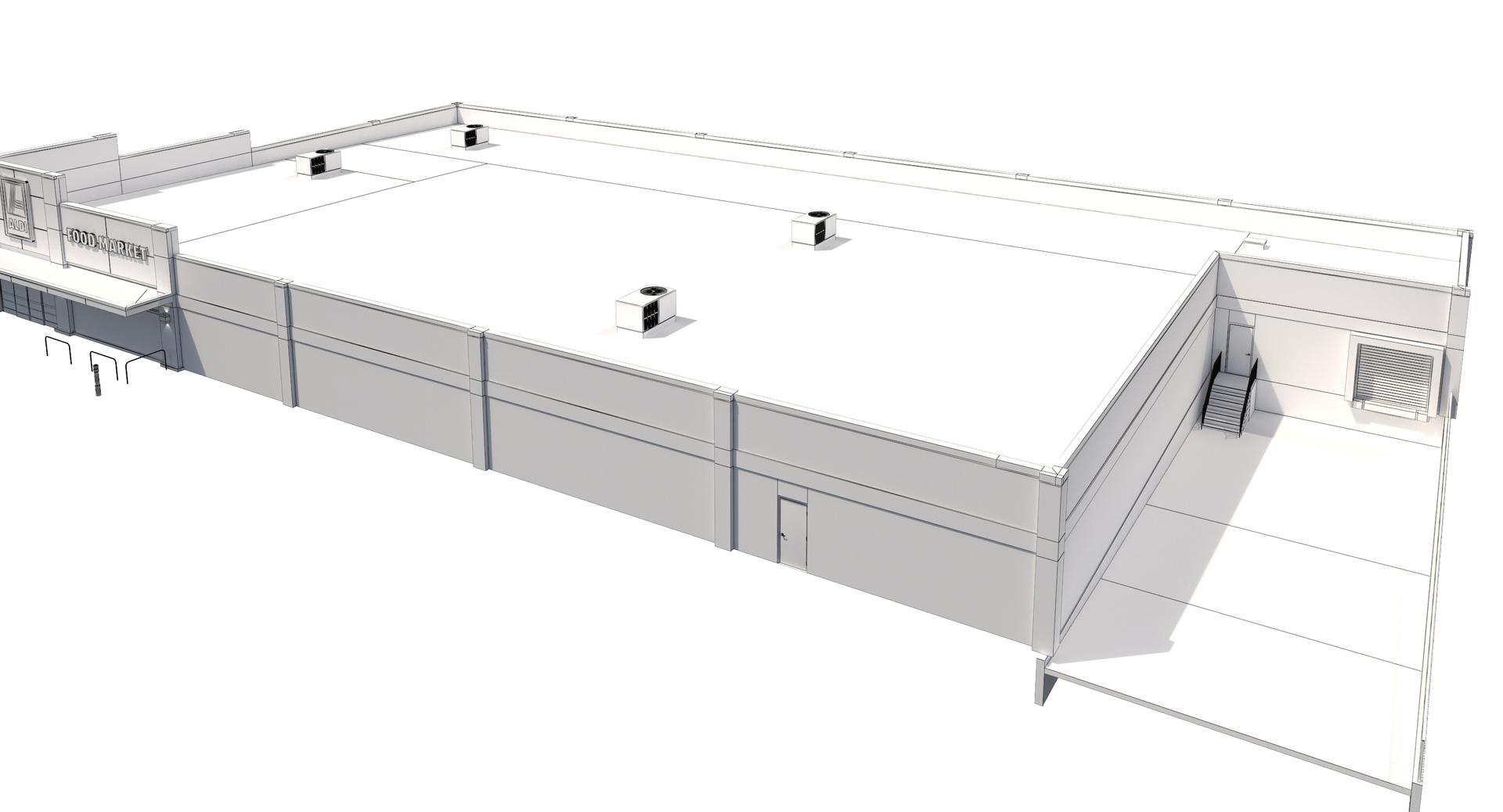 Exterior retail aldi grocery store 3D model - TurboSquid 1253066
