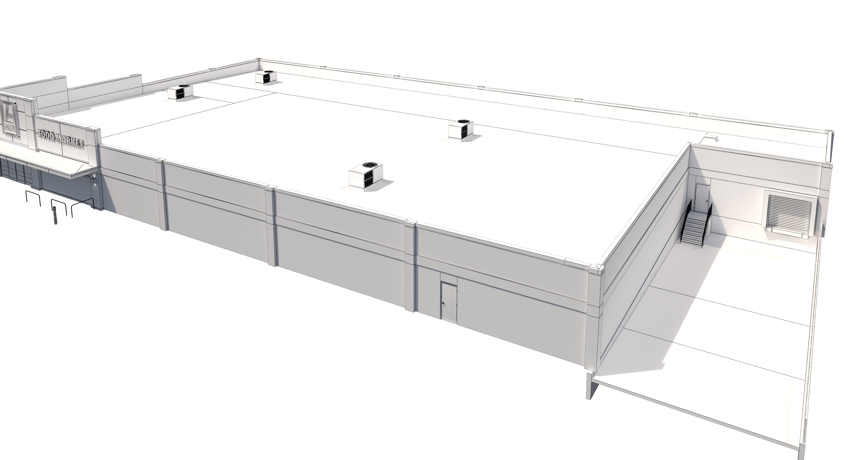 Exterior retail aldi grocery store 3D model - TurboSquid 1253066