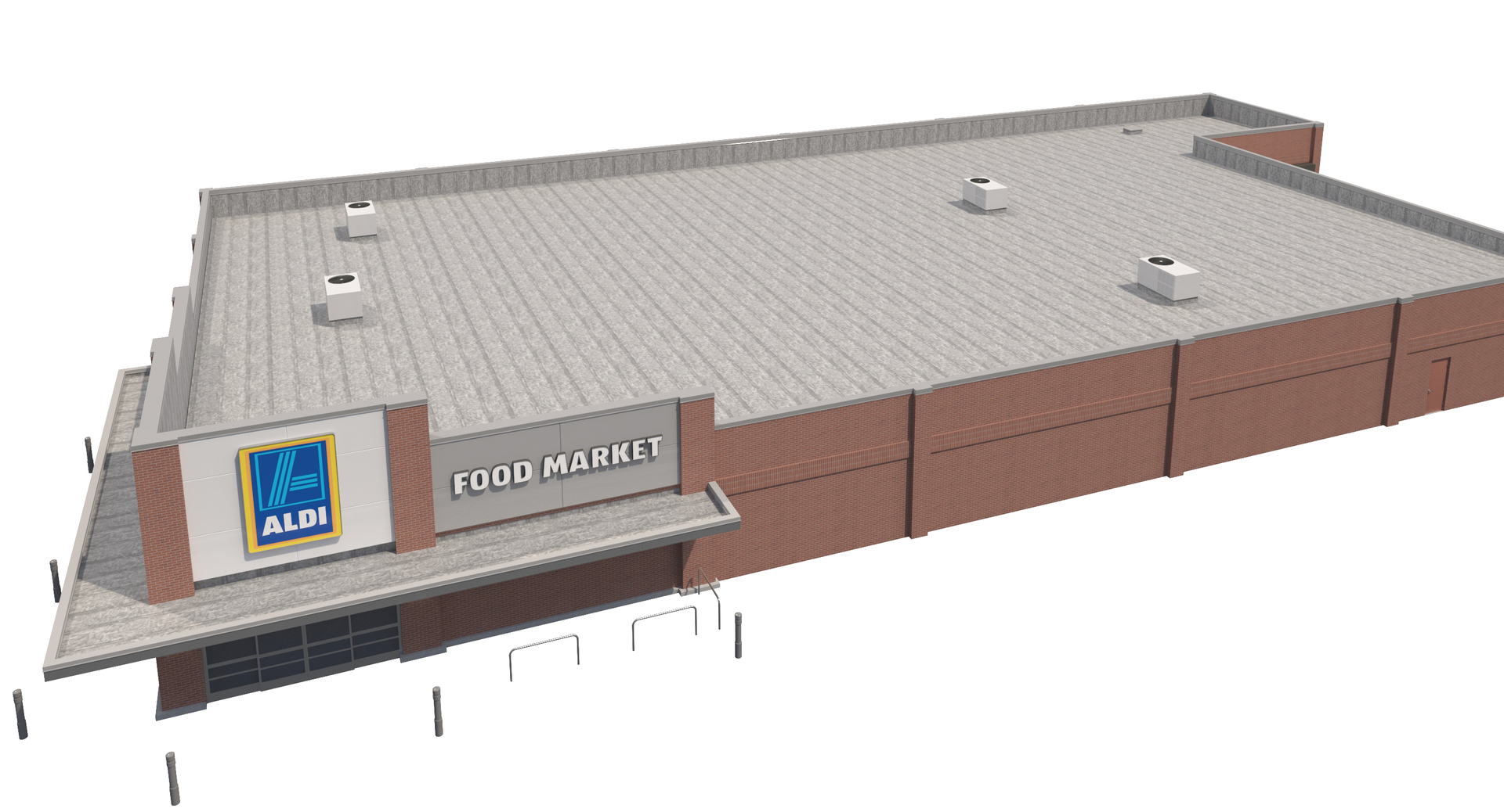 Exterior retail aldi grocery store 3D model - TurboSquid 1253066