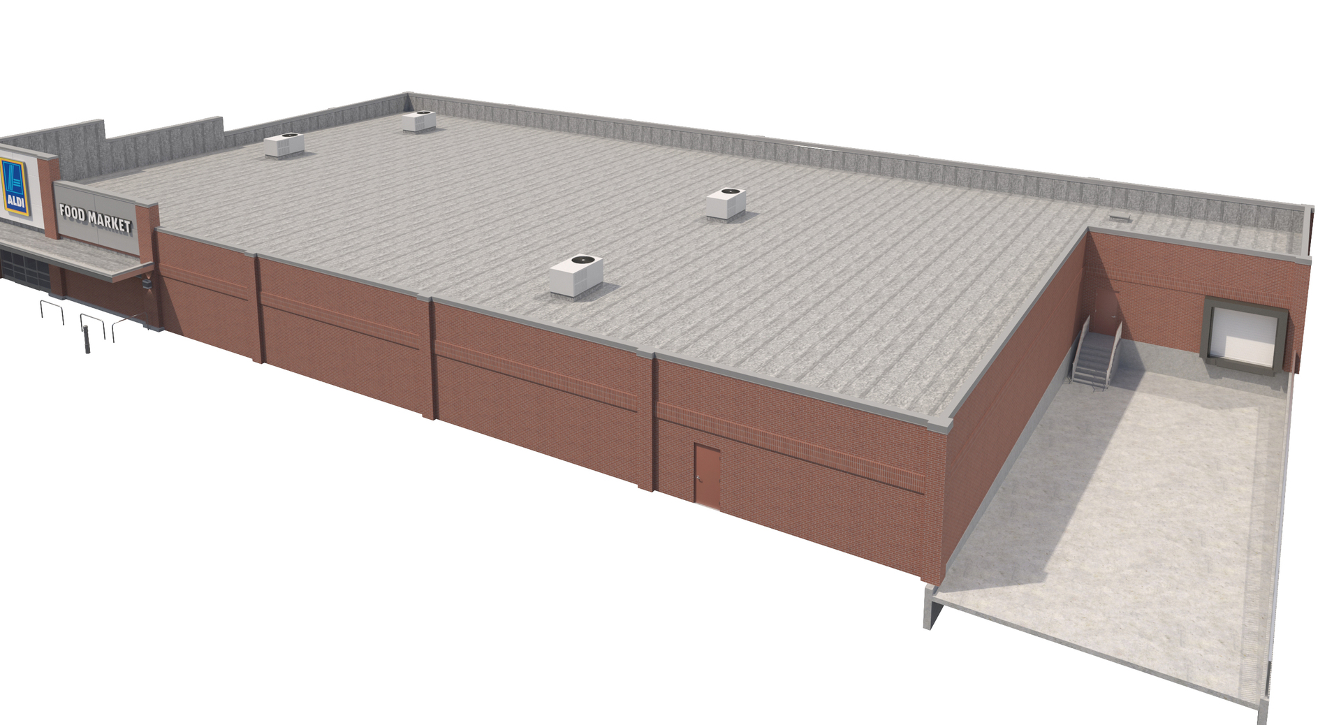 Exterior retail aldi grocery store 3D model - TurboSquid 1253066