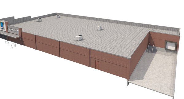 Exterior retail aldi grocery store 3D model - TurboSquid 1253066