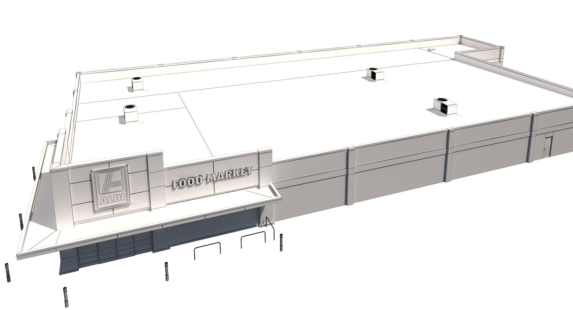 Exterior Retail Aldi Grocery Store 3D Model - TurboSquid 1253066