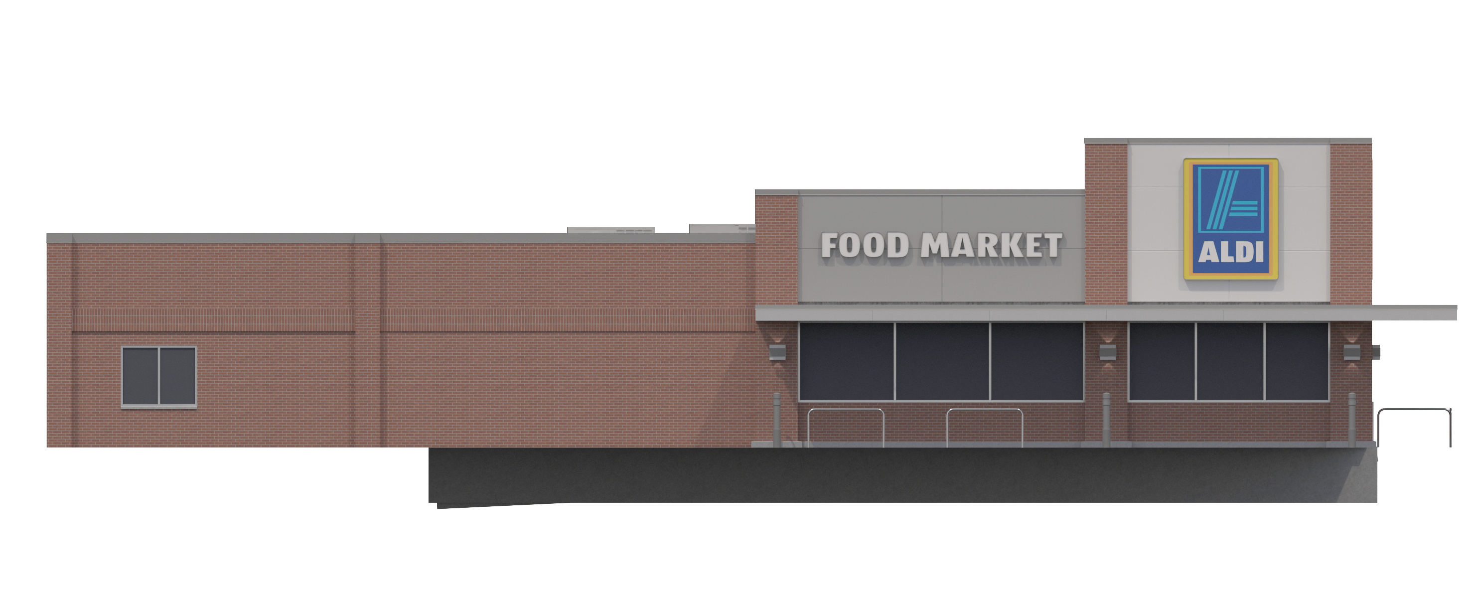 Exterior retail aldi grocery store 3D model - TurboSquid 1253066