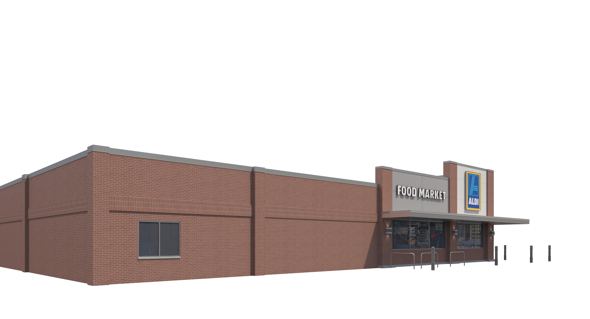 Exterior retail aldi grocery store 3D model - TurboSquid 1253066