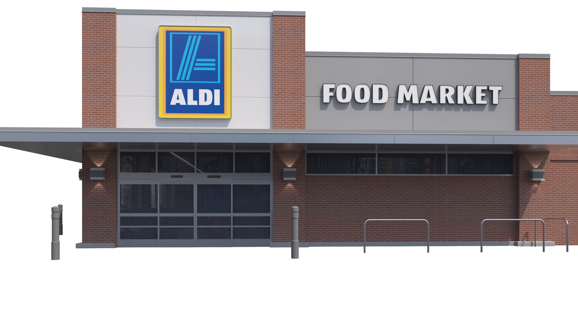 Exterior Retail Aldi Grocery Store 3D Model - TurboSquid 1253066