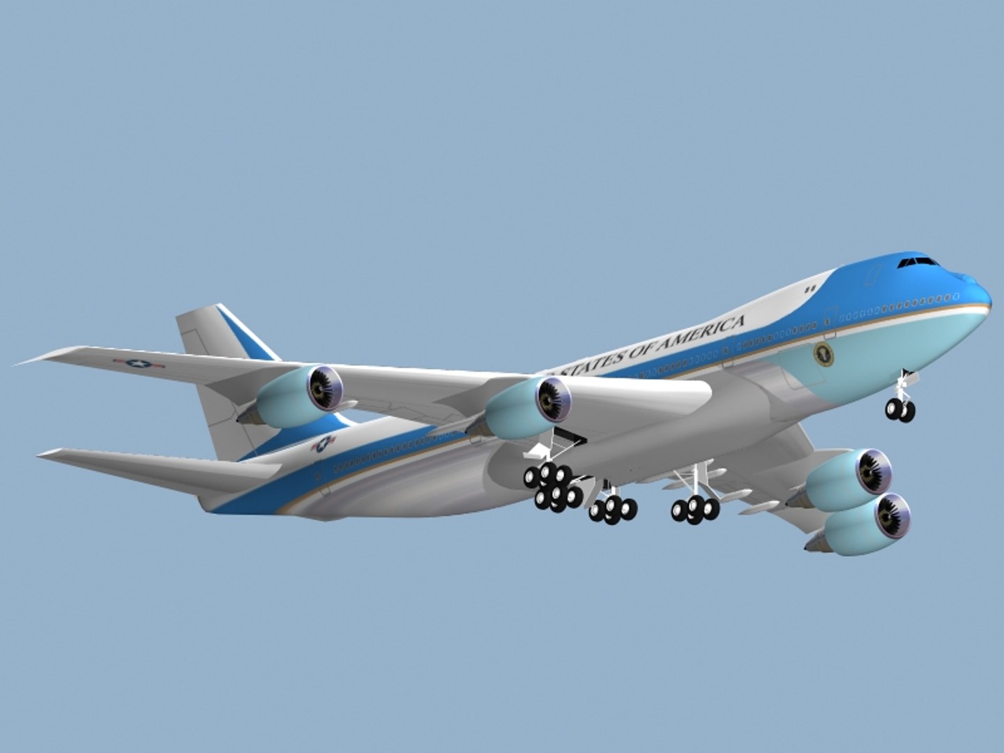 B 747-200 Air Force 3d Model