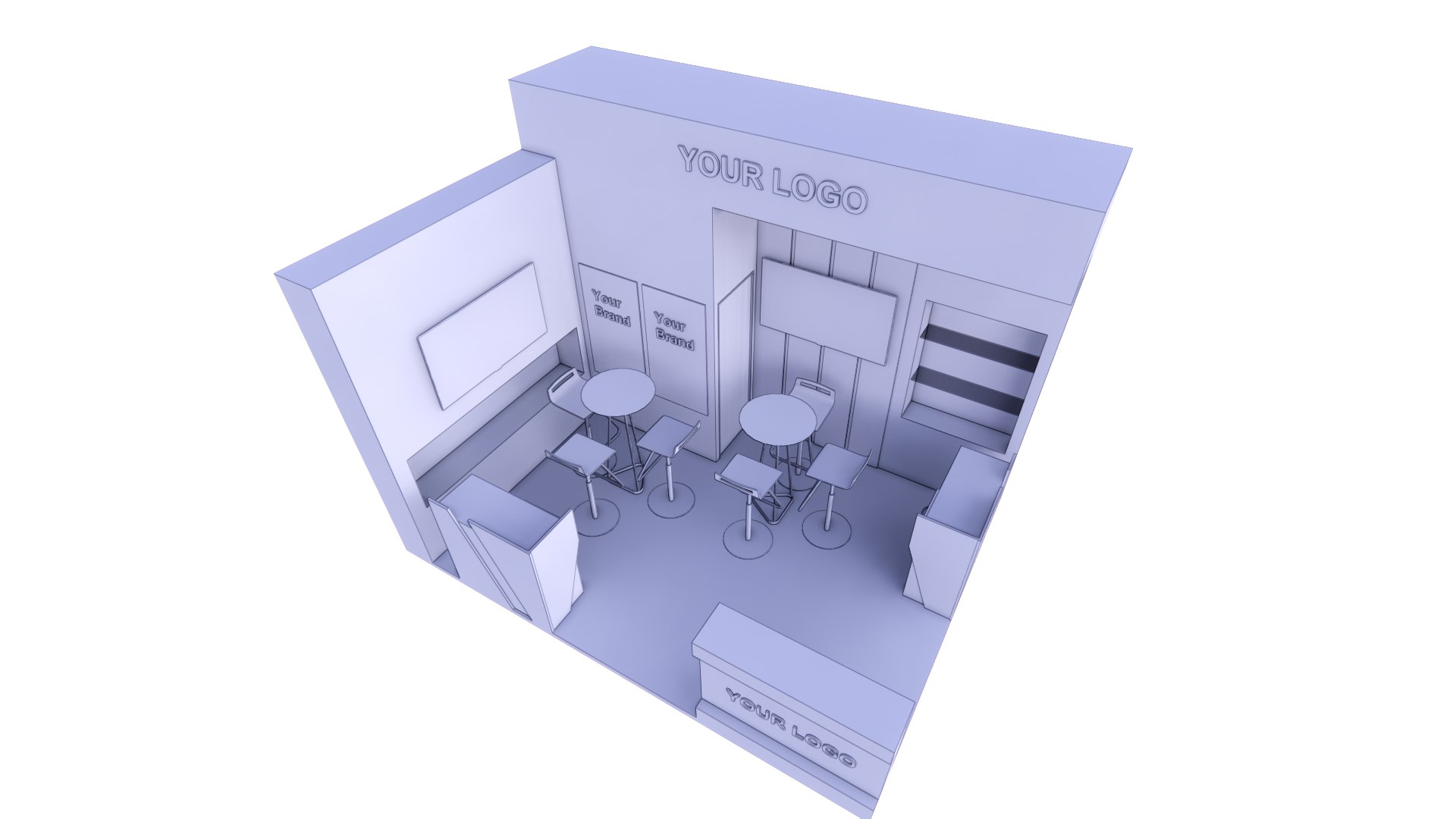 3D Modern Booth Model - TurboSquid 2172418