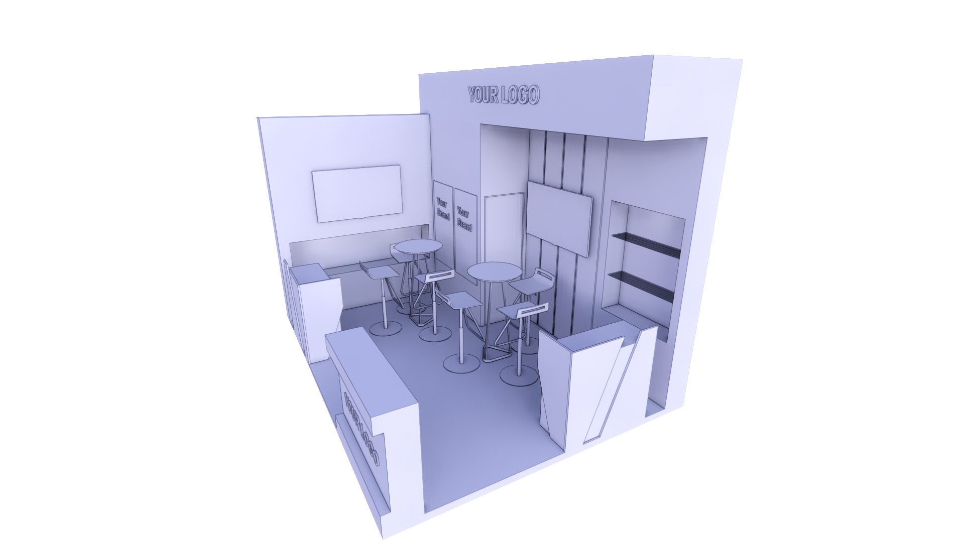 3D Modern Booth Model - TurboSquid 2172418