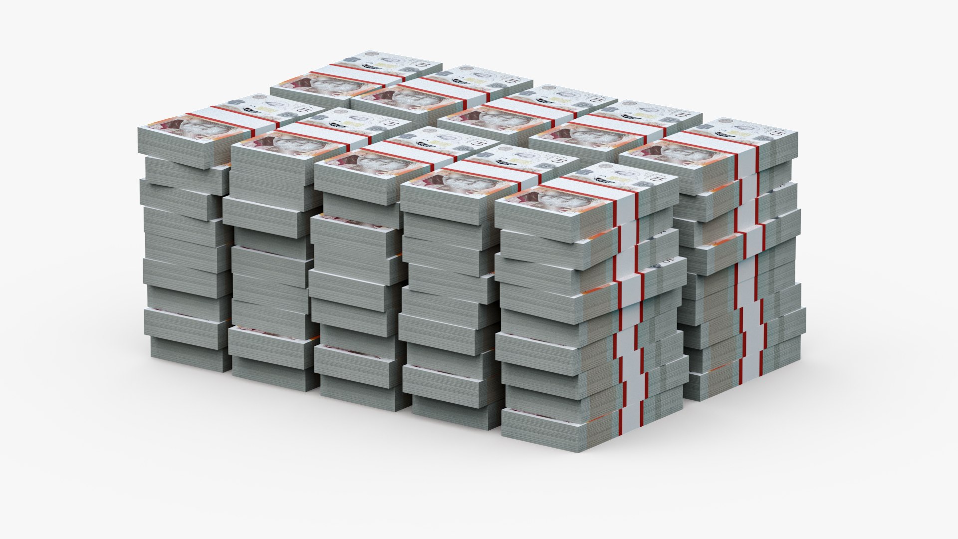 3D Stacked UK 10 Pounds Currency Bundles - TurboSquid 2256159