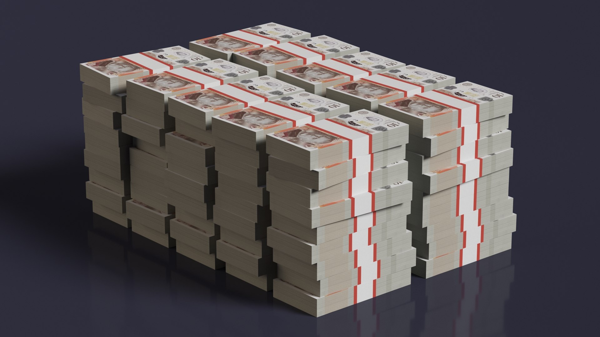 3D Stacked UK 10 Pounds Currency Bundles - TurboSquid 2256159