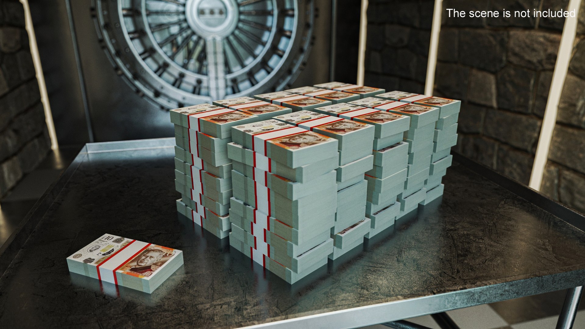 3D Stacked UK 10 Pounds Currency Bundles - TurboSquid 2256159