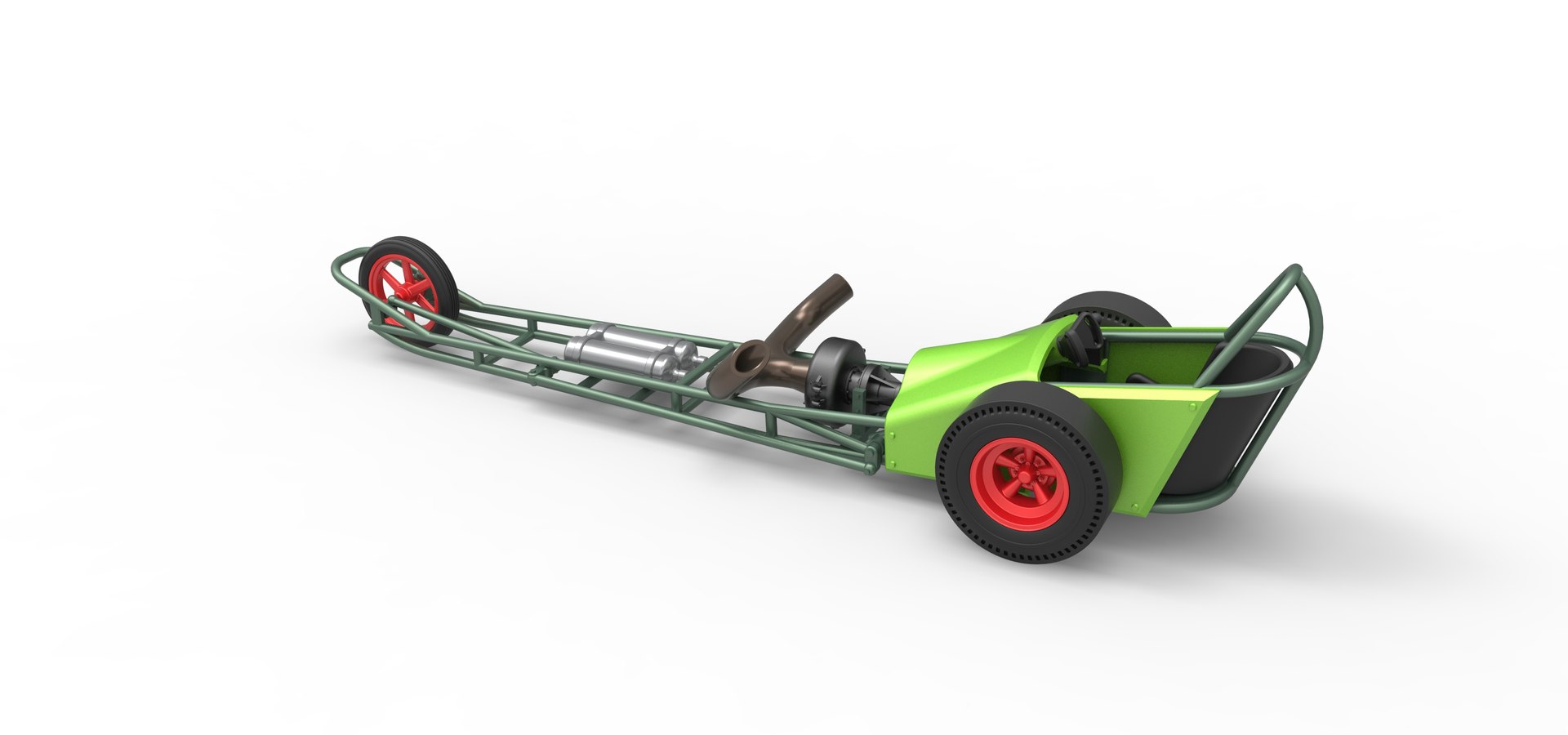 3D Diecast three wheeled dragster with Rocket Turbine Scale 1 to 25 ...