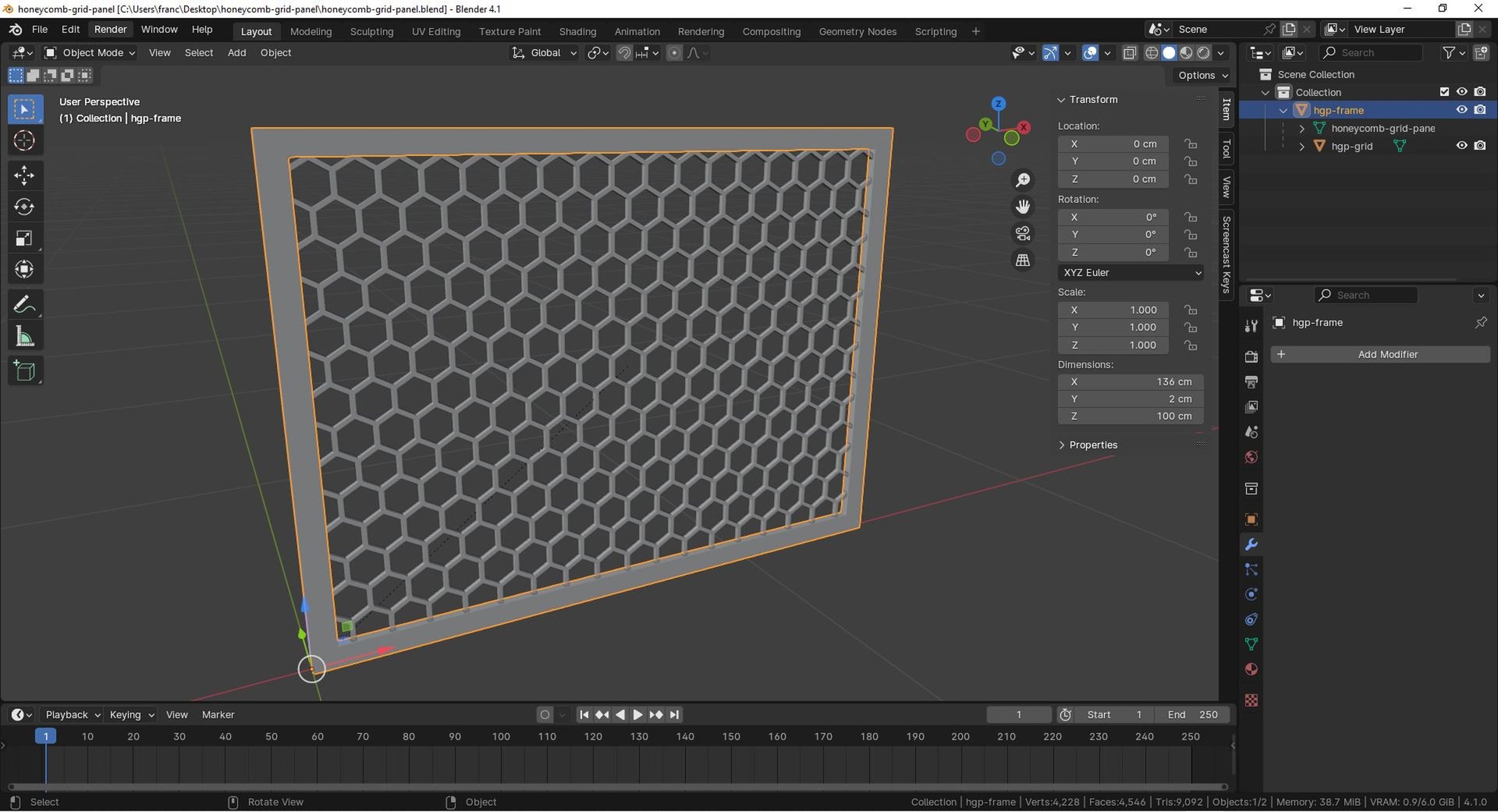 Honeycomb Grid Panel 3D - TurboSquid 2218221