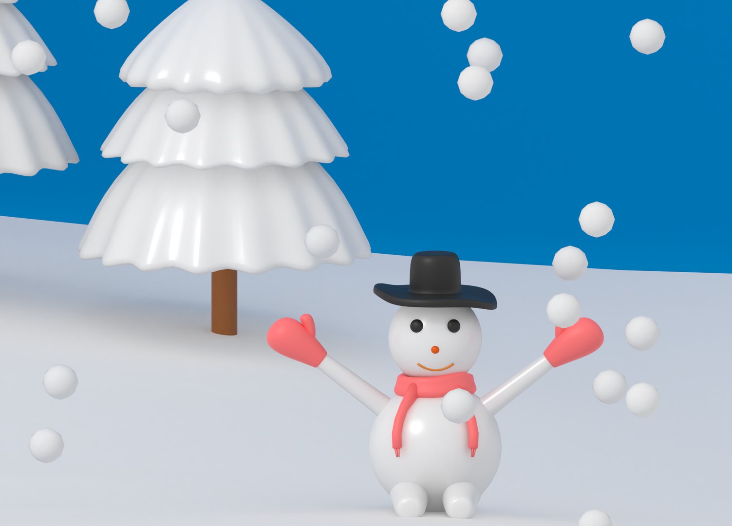 3D cartoon snowman - TurboSquid 1626361