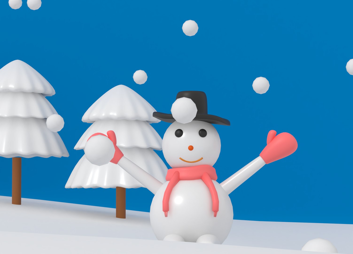 3D cartoon snowman - TurboSquid 1626361