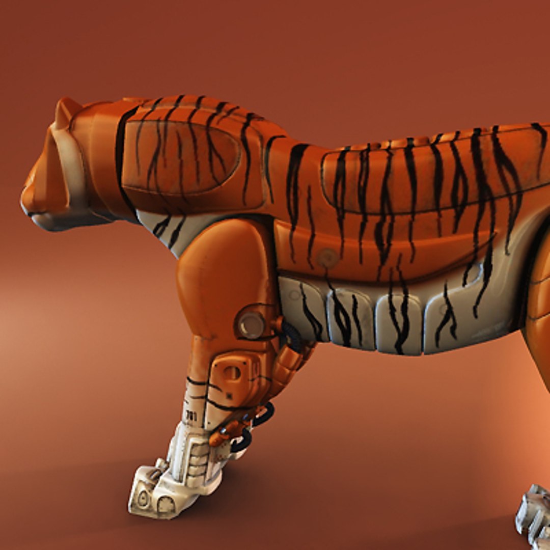 3d Obj Steel Cat Tiger