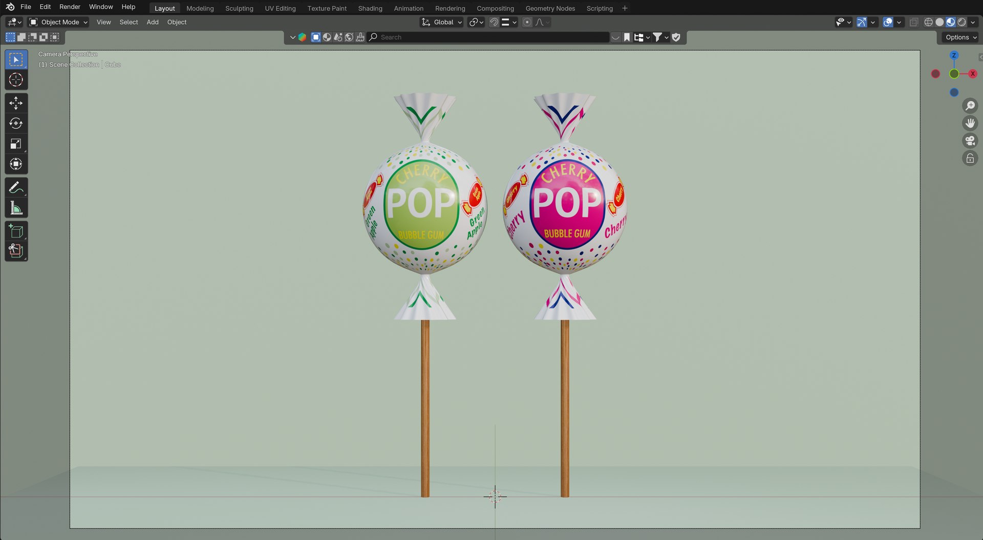 Lollipop Pop Cherry Green Apple Set Model - TurboSquid 2328504