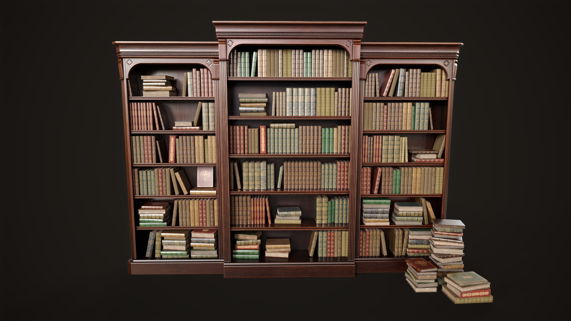 3D Vintage Bookcase Model - TurboSquid 2039285