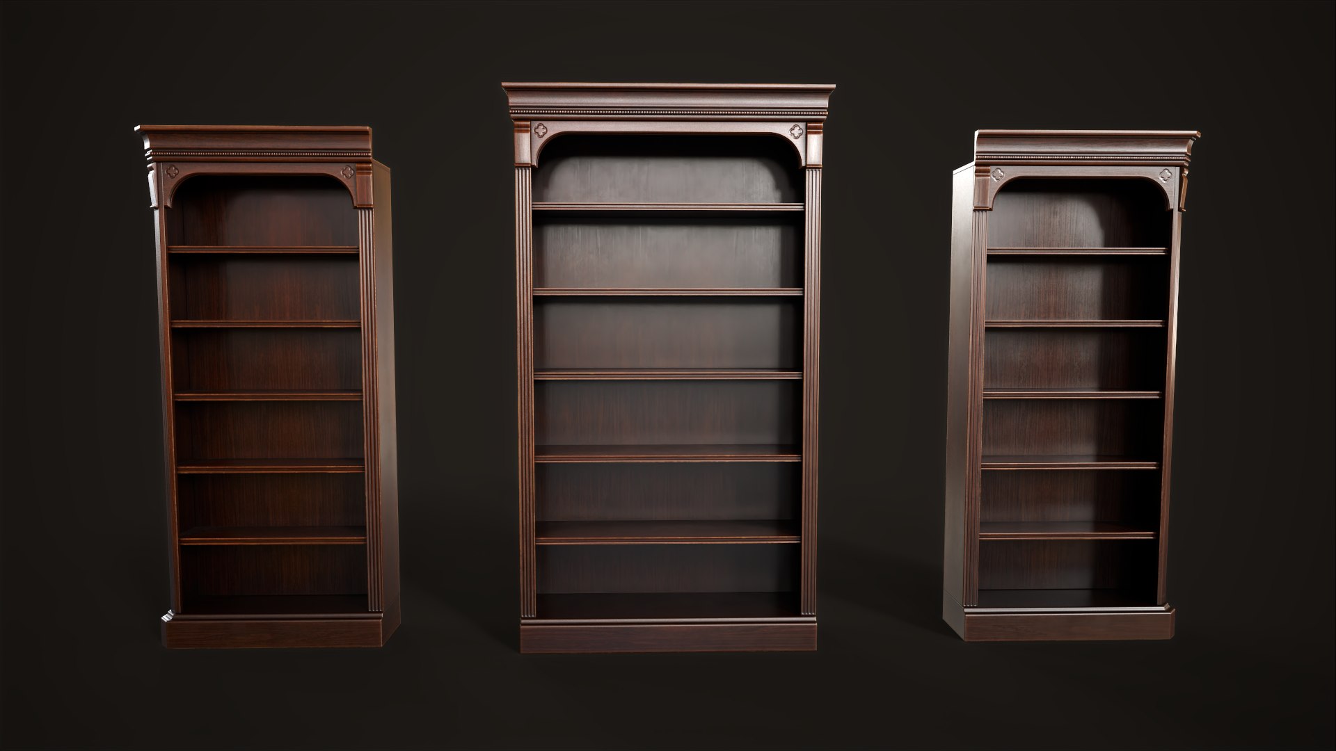 3D Vintage Bookcase Model - TurboSquid 2039285