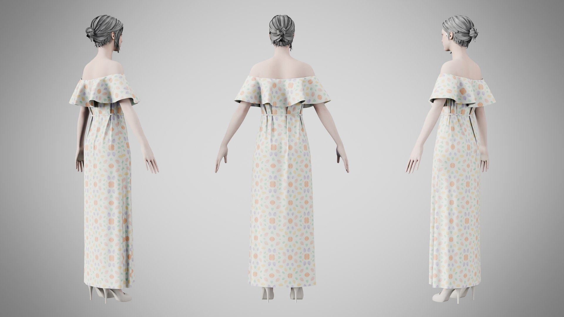 Dress 18 Pastel Petal Scatter 3D Model - TurboSquid 2466374
