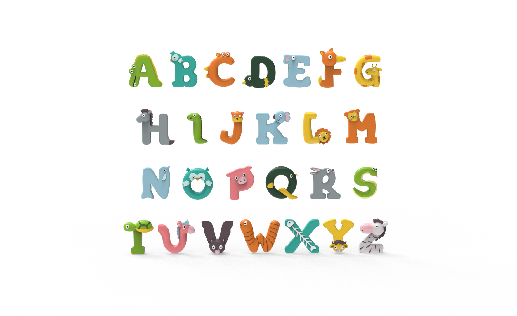 Cartoon Animal Alphabet v005 3D model - TurboSquid 2177744