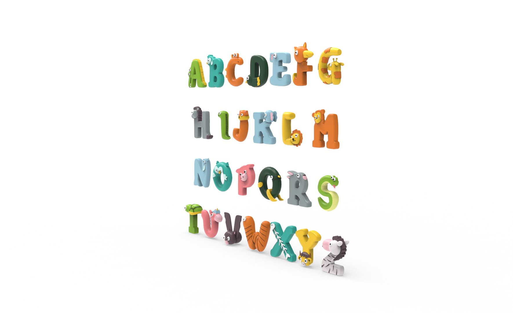 Cartoon Animal Alphabet v005 3D model - TurboSquid 2177744