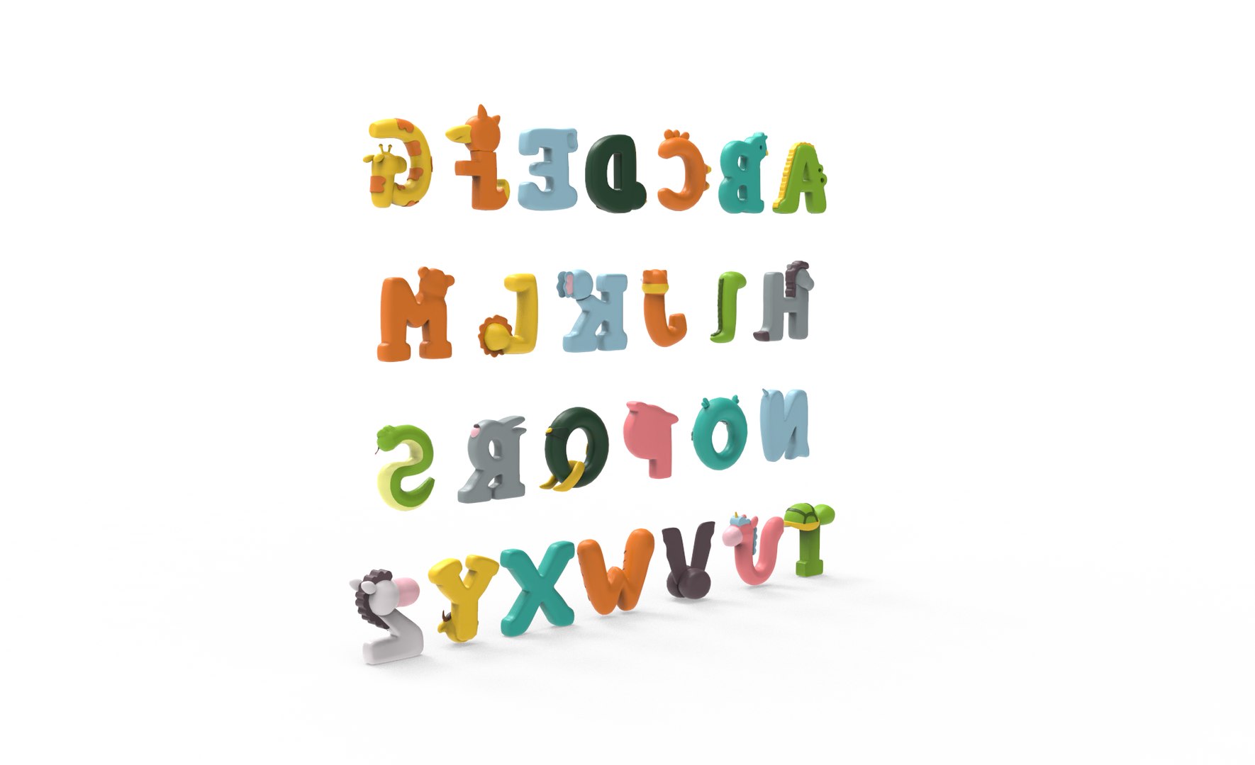 Cartoon Animal Alphabet v005 3D model - TurboSquid 2177744