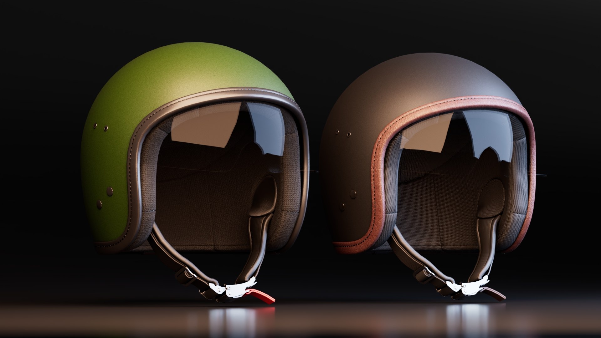 3D Vintage Open Face Motorcycle Helmet - TurboSquid 2466937