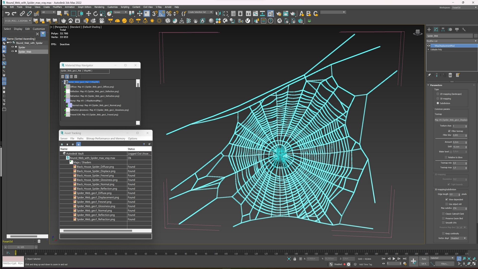 3D Model Round Web With Spider - TurboSquid 2213148