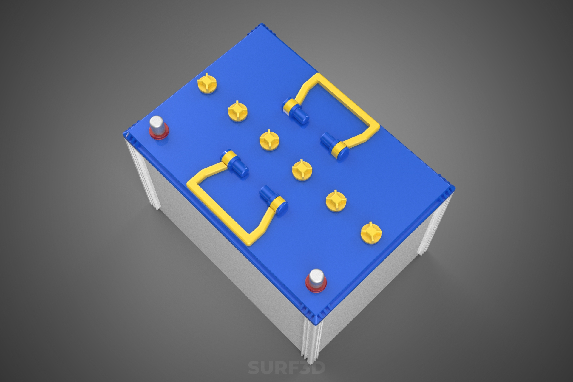 Modello 3D STANDARD BLU BIANCO ACCU BATTERIA ACCUMULATORE VEICOLO VOLT ...