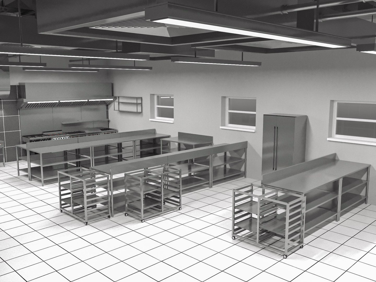 3D Commercial Kitchen 8 Interior Model - TurboSquid 2095372