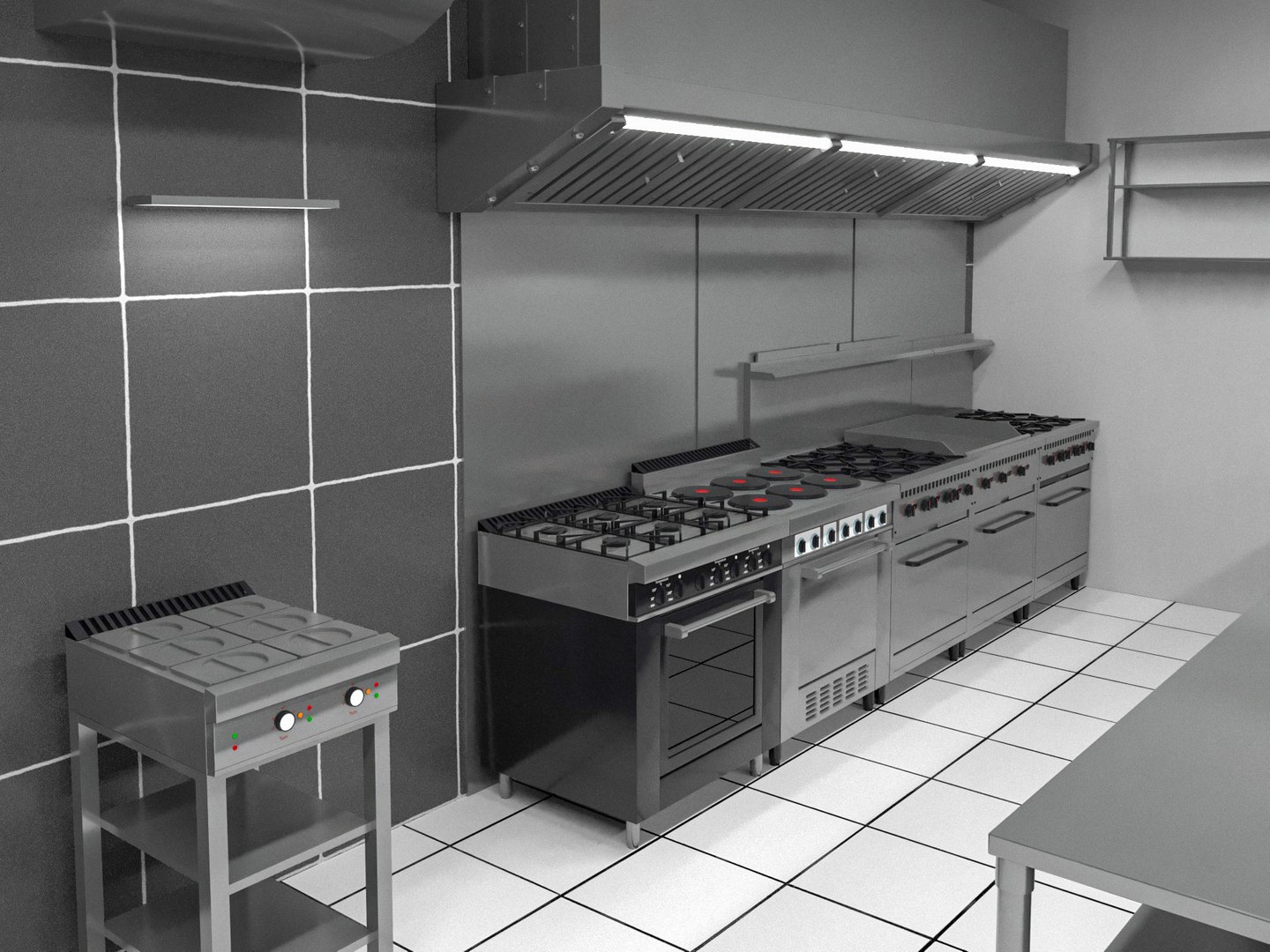 3D Commercial Kitchen 8 Interior Model - TurboSquid 2095372
