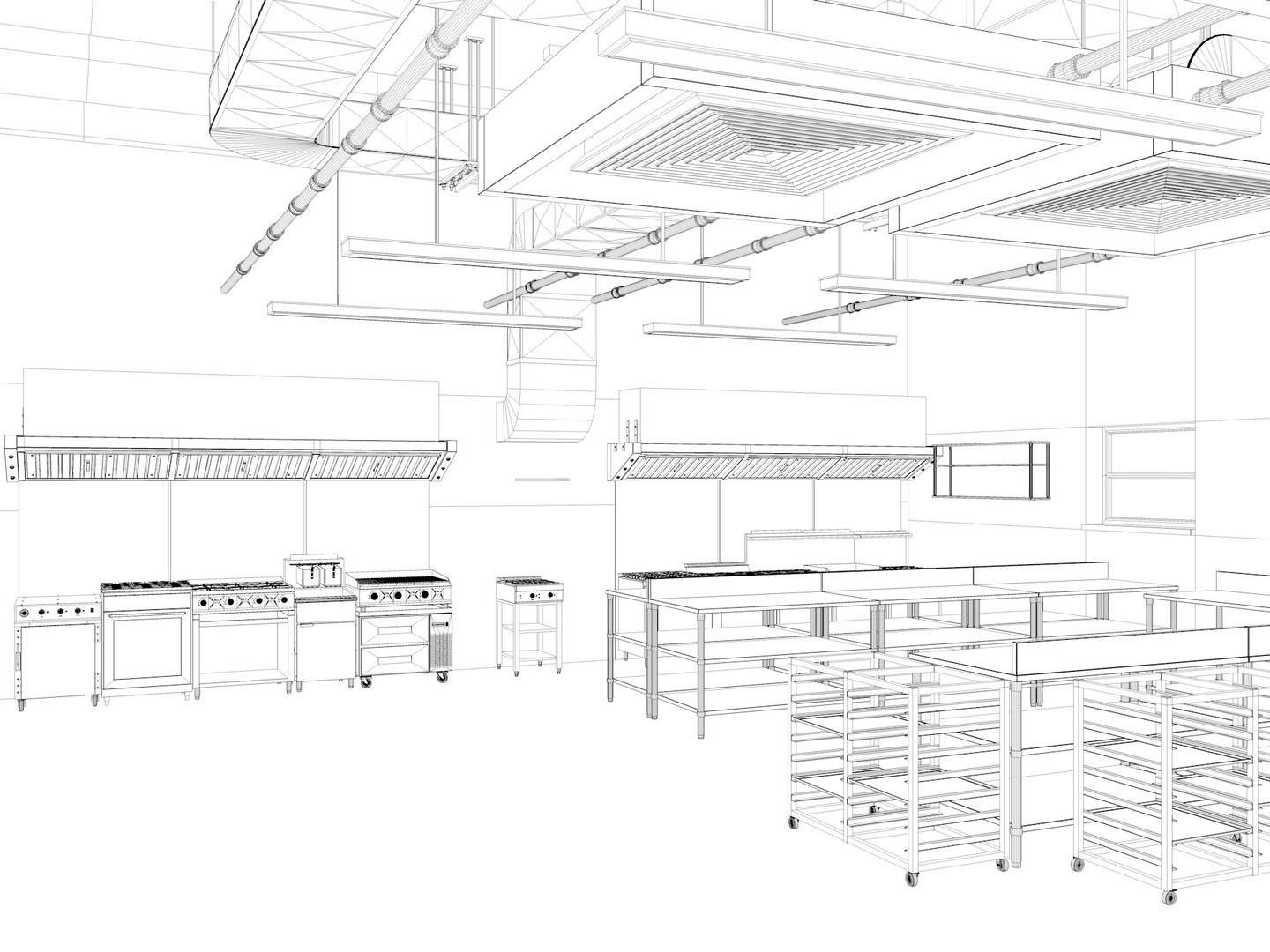 3D Commercial Kitchen 8 Interior Model - TurboSquid 2095372