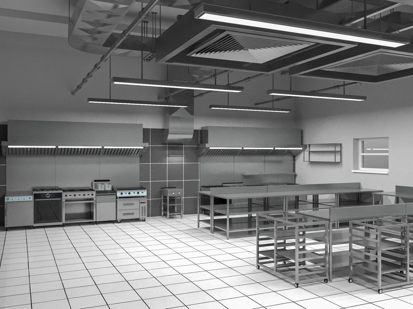 3D Commercial Kitchen 8 Interior Model - TurboSquid 2095372