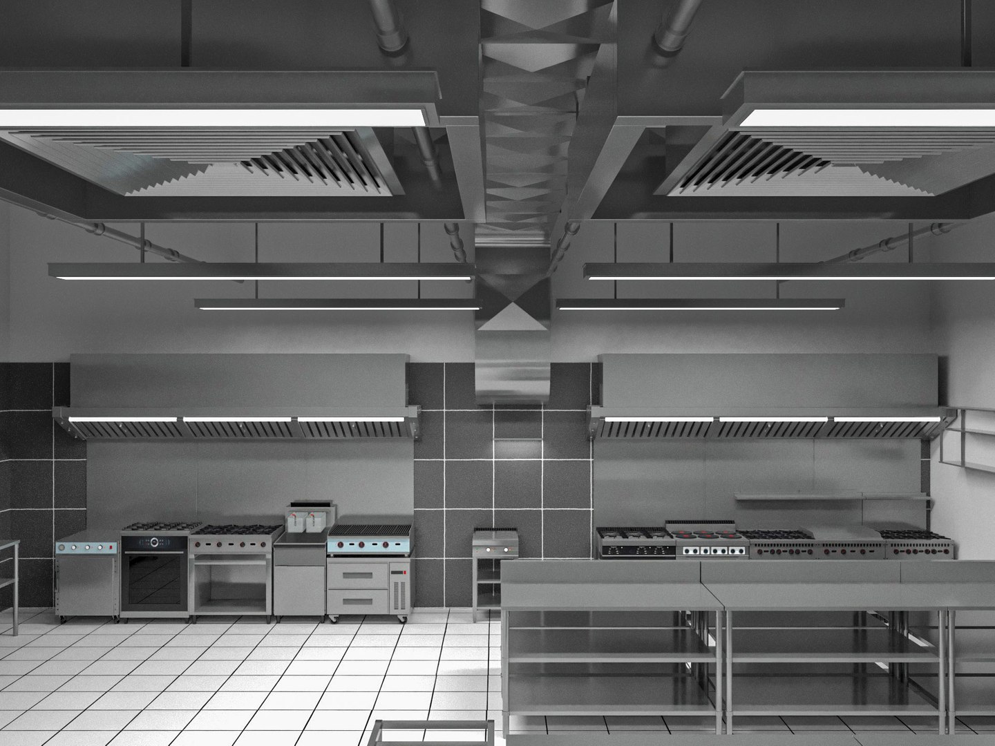 3D Commercial Kitchen 8 Interior Model - TurboSquid 2095372