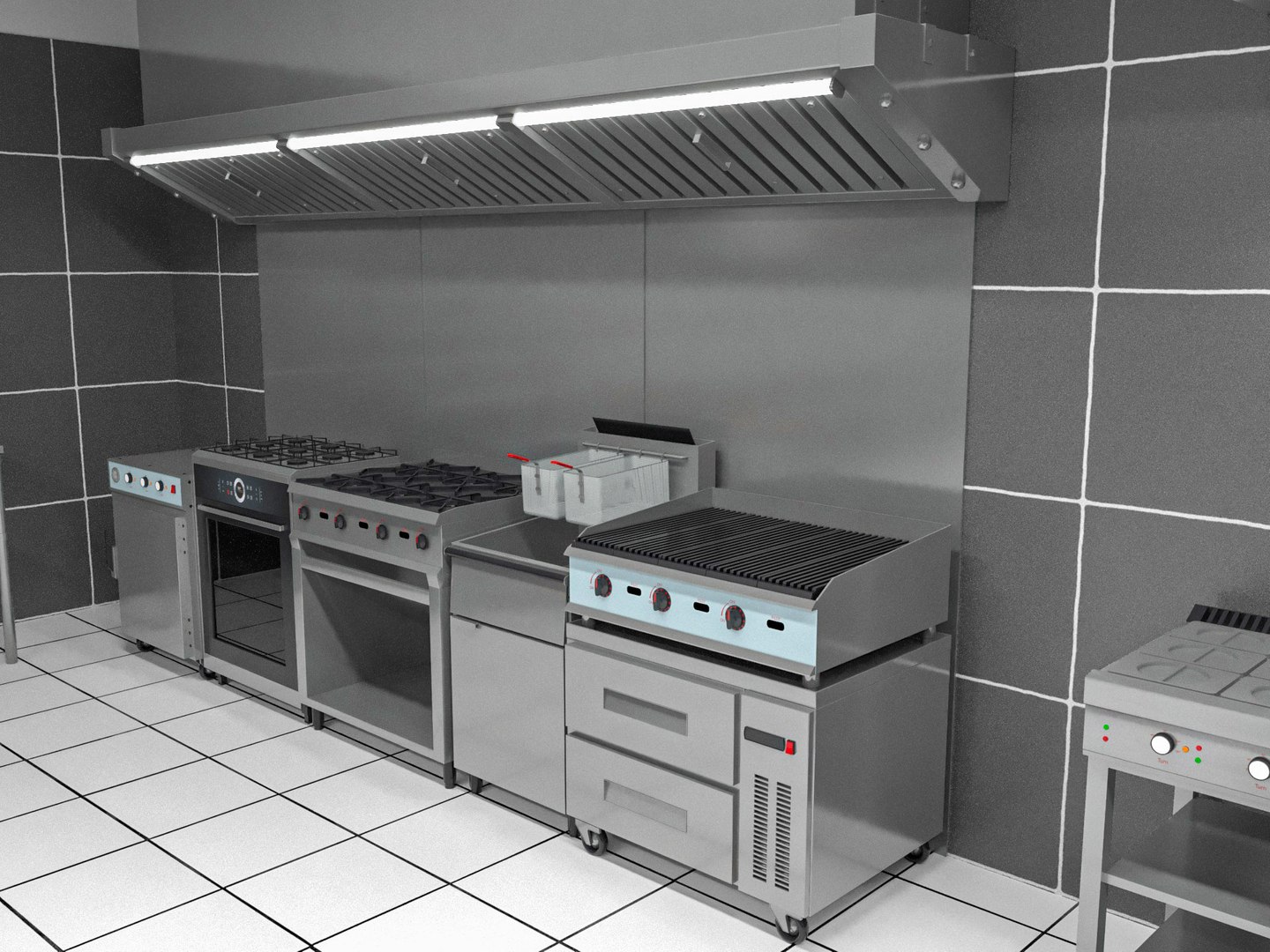 3D Commercial Kitchen 8 Interior Model - TurboSquid 2095372