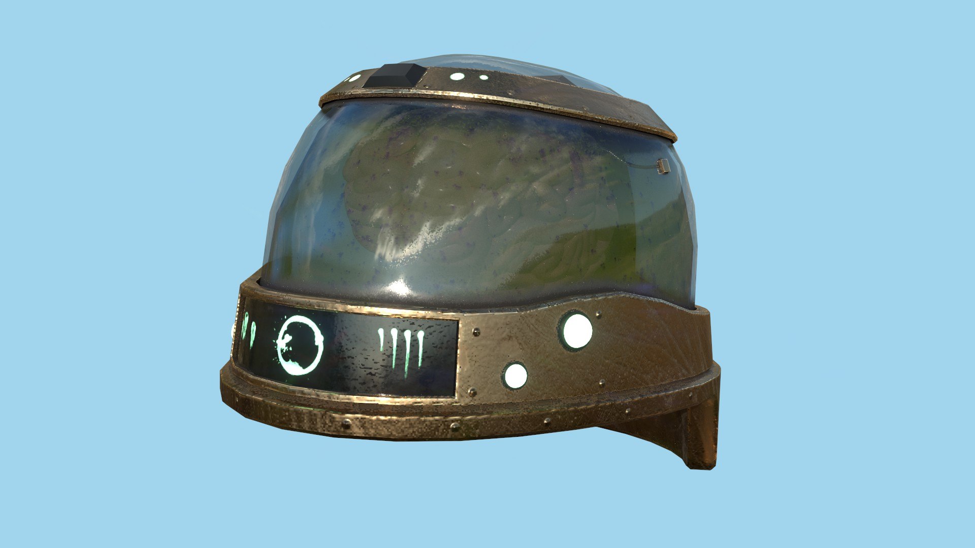 SciFi Brain Helmet 06 Bronze Dirt - Character Design Fashion 3D Model ...