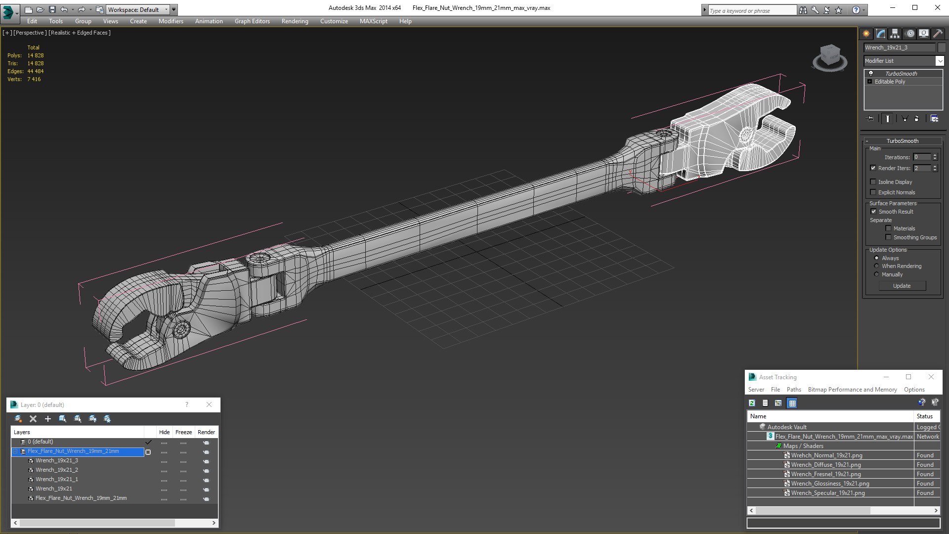 3D Flex Flare Nut Wrench 19mm 21mm - TurboSquid 1962432